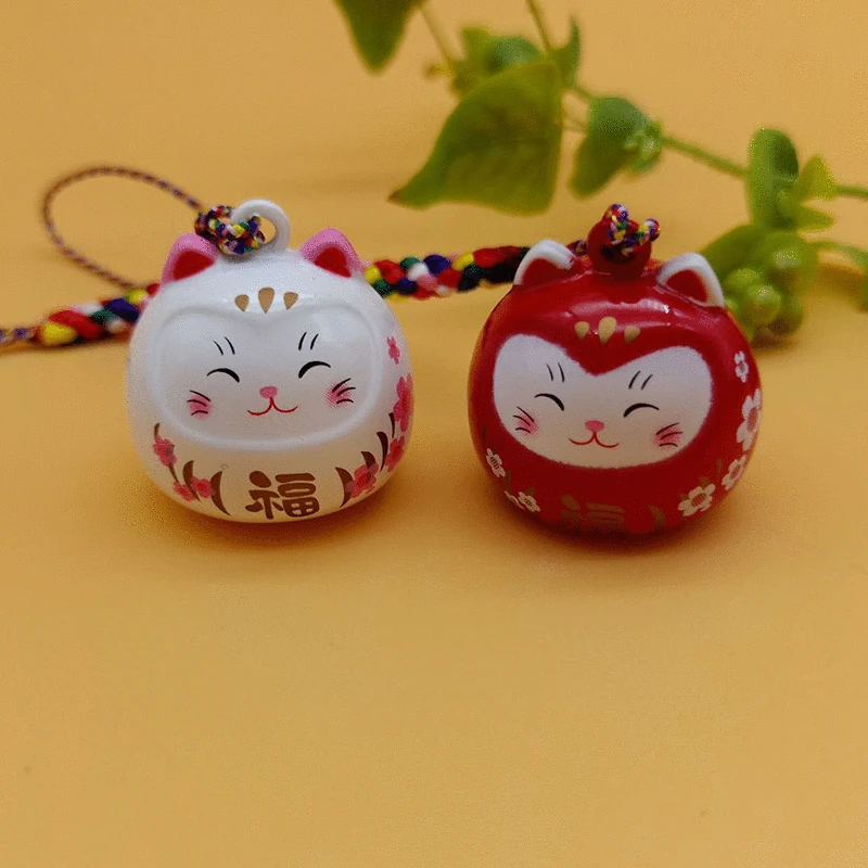 Cute Cartoon Japanese Lucky Cat Keychain Maneki Neko Trinkets Phone ...