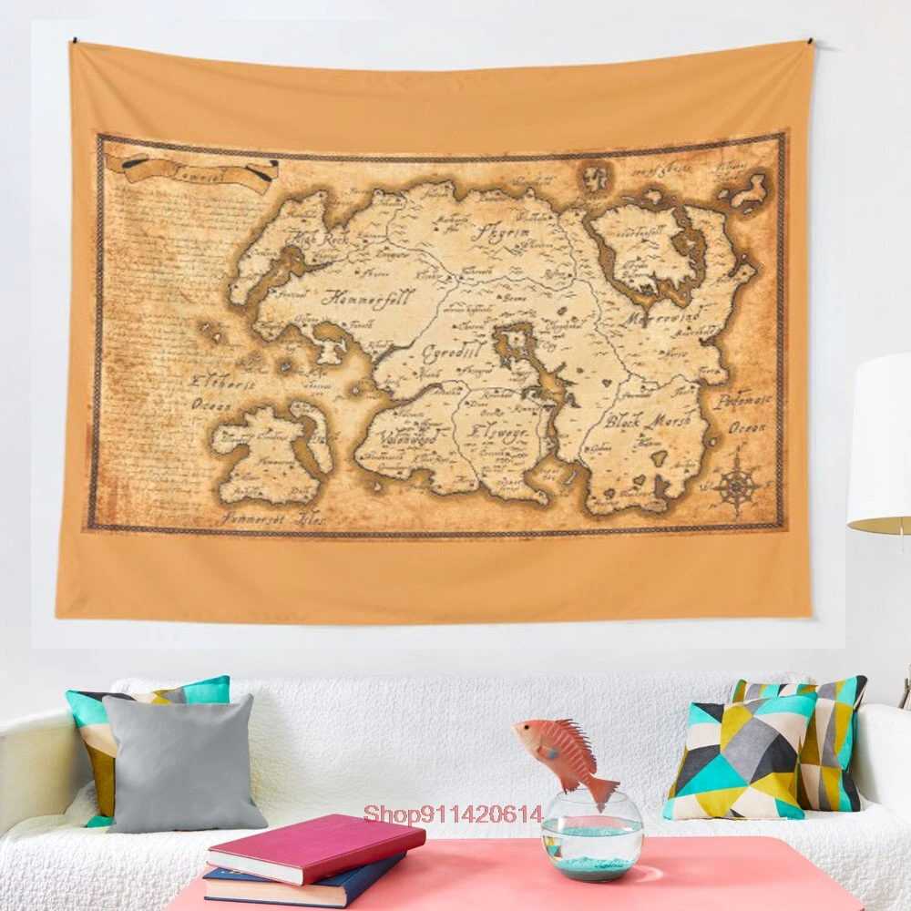 Map of Tamriel Elder Scrolls IV Oblivion tapestry Coverlet Curtain ...
