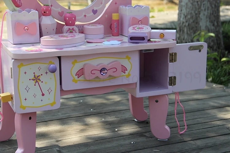 Wooden children's dressing table toy 3 4 5 6 7 year old girl makeup ...