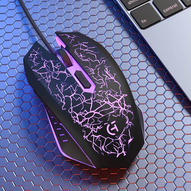 Usb wired gaming mouse mecânico roxo luz mini computador gamer jogos ...