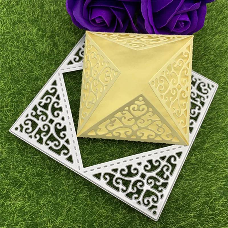 Square hollow embossed four sided folding envelope hand embossed DIY ...