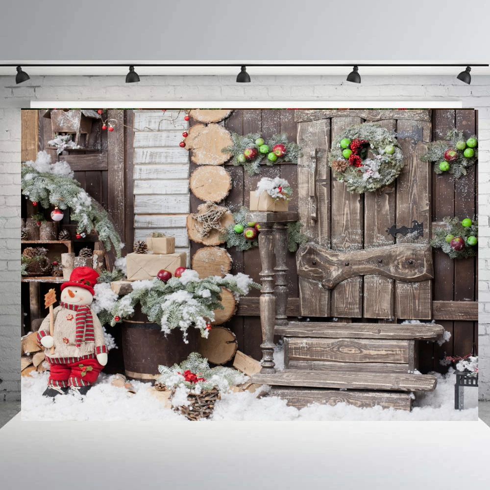 Outdoor Christmas Backdrop Vintage Wood Door Backdrops Party Decoration ...