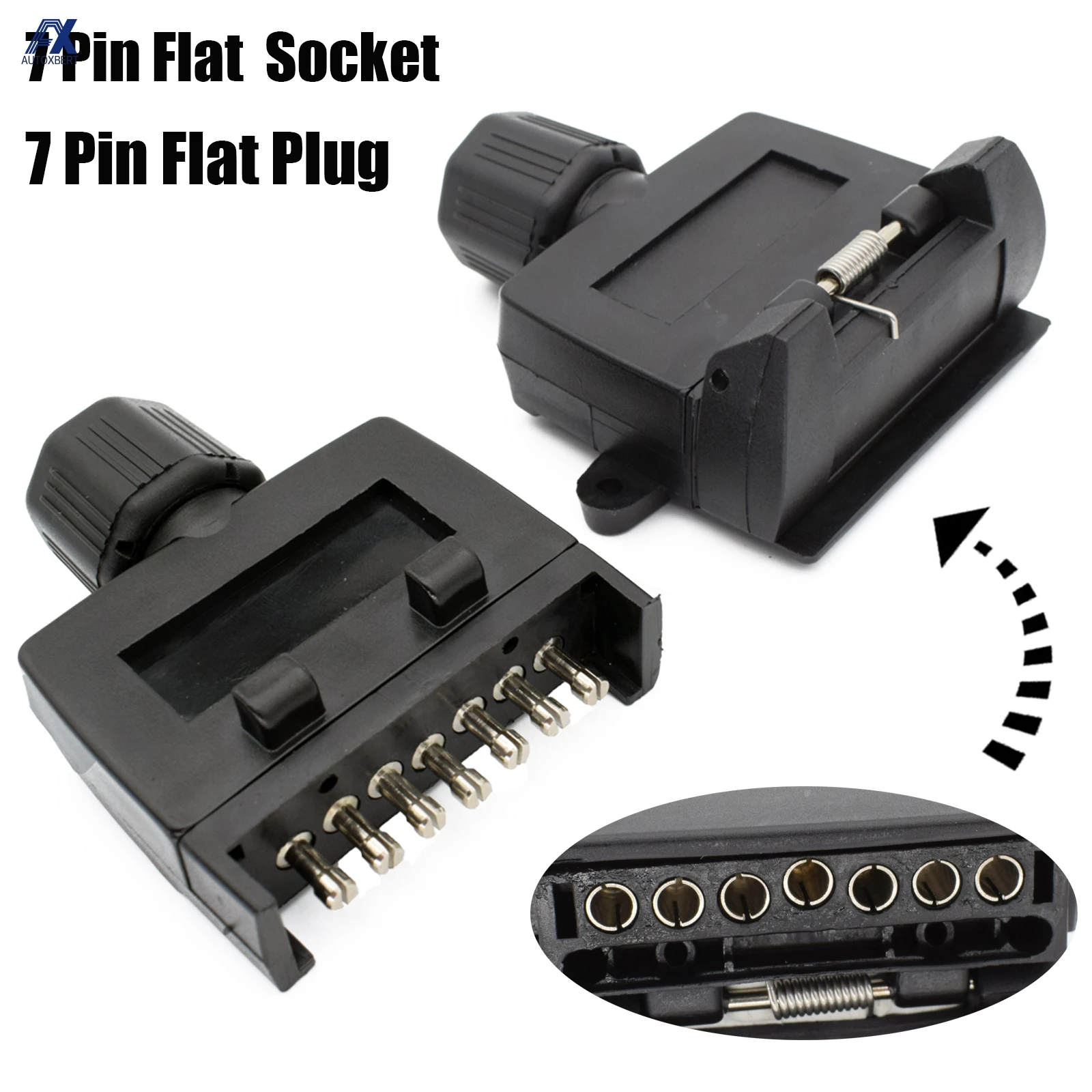 7-Pin-Flat-Trailer-Plug-Male-Female-Socket-Boat-Portable-Caravan ...