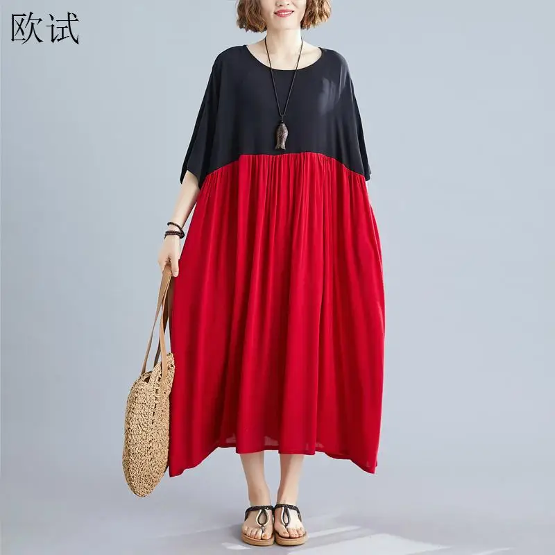 Oversized Dresses For Women Summer Oversized Cotton Long Dress Black ...