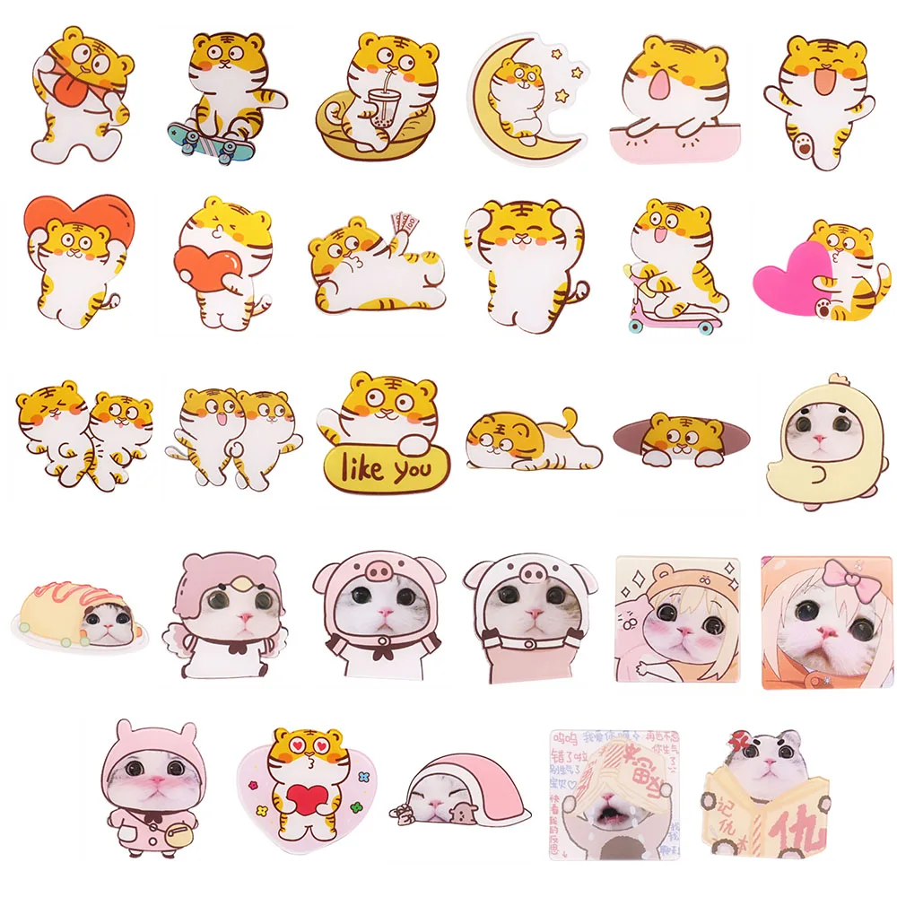1PCS Cat Omurice Tiger Pig Heart Skate Icons On The Pin Kawaii Icon ...