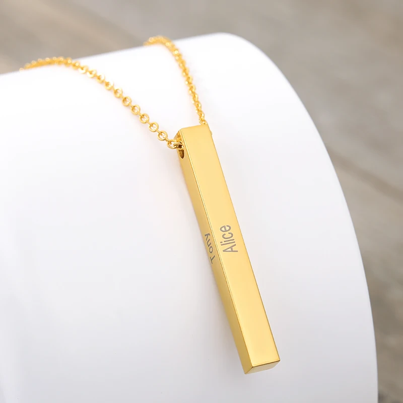 Four Sides Custom Rectangular column Name Necklaces For Women Men Rose ...