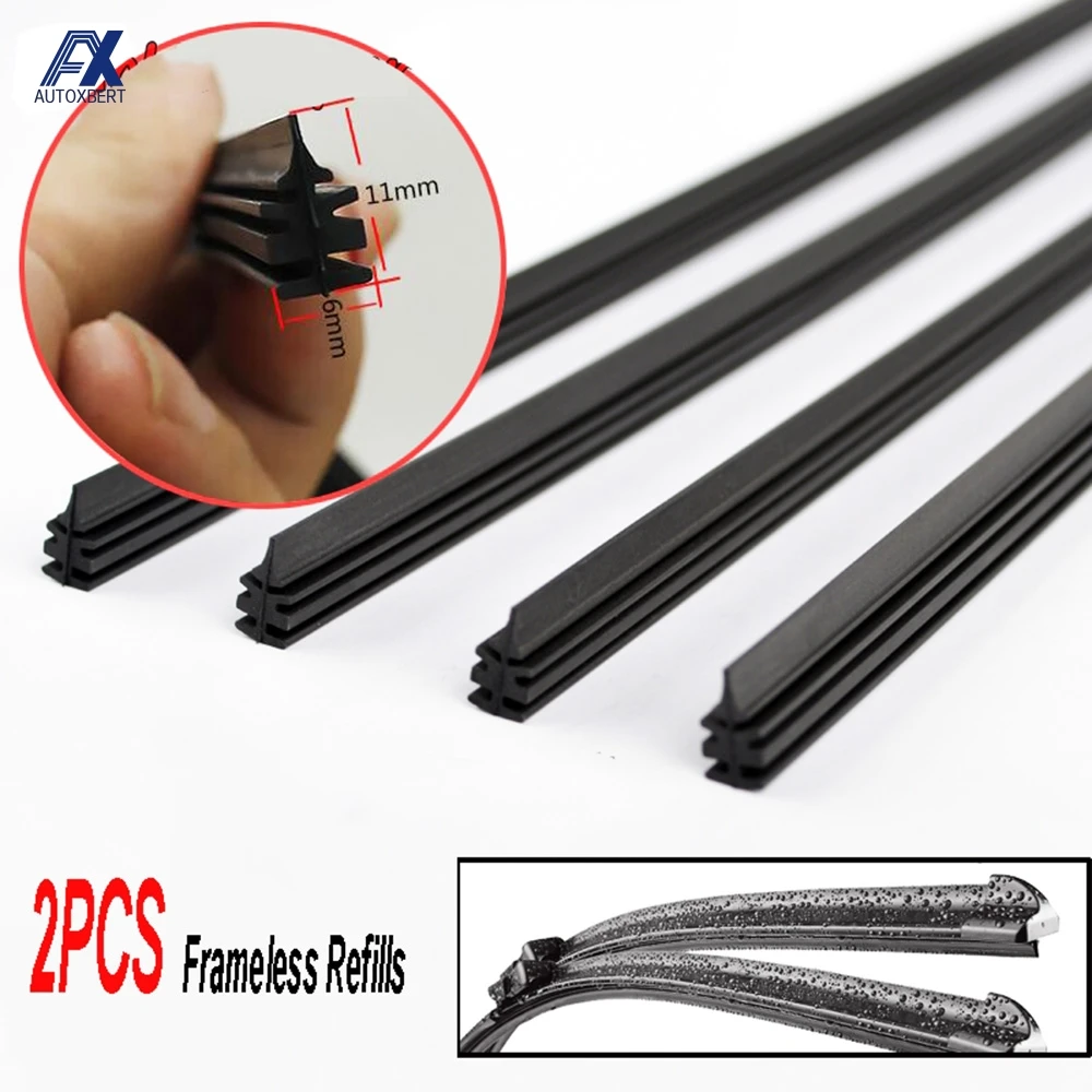 Pair Auto Car Rubber Bracketless Wiper Blade Refill 6mm 24"/26 ...