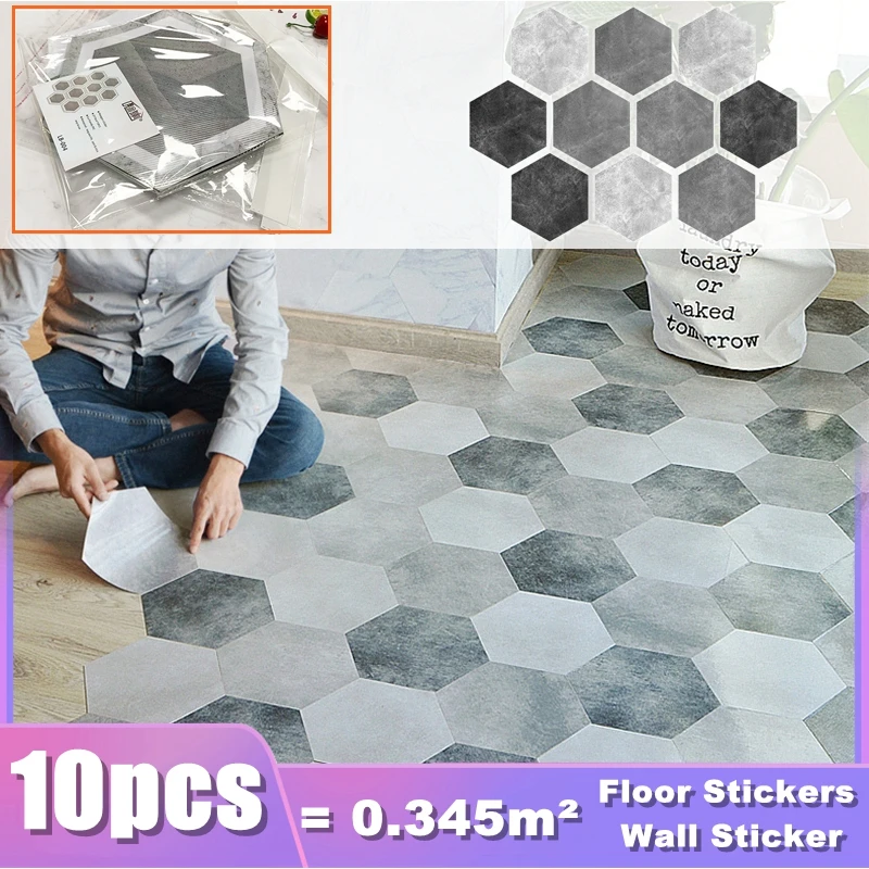 10pcs Bathroom Floor Stickers Peel Stick Self Adhesive Waterproof Non ...