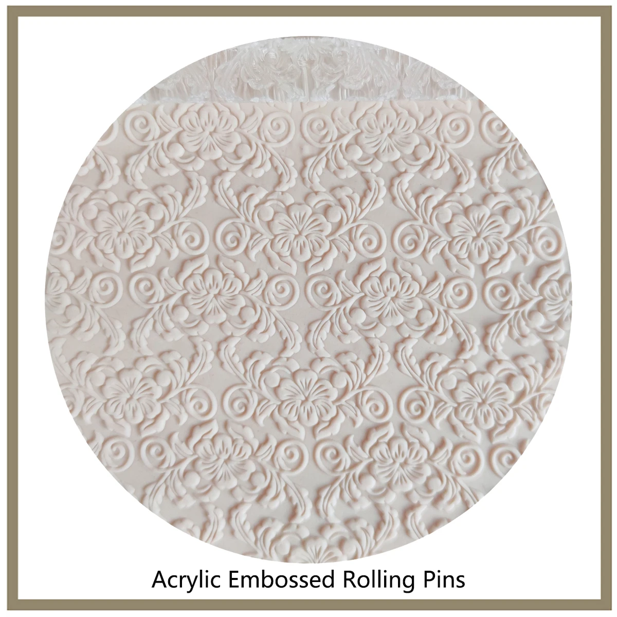 Acrylic Embossed Rolling Pin With Flower Pattern Bakery Fondant Sugar ...
