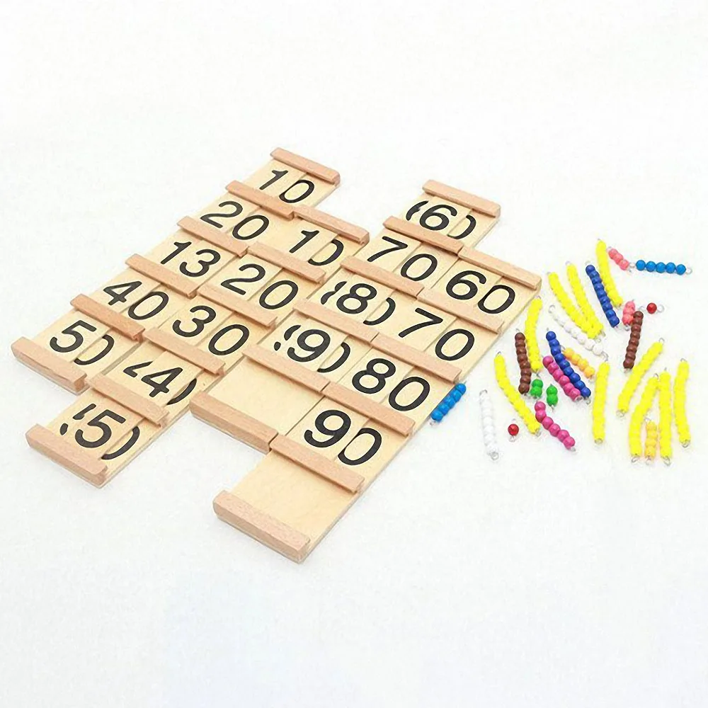 Montessori Wood Math Toy Seguin Teens Kids Board Colorful Beads Bar ...