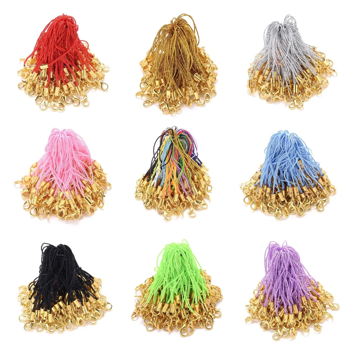 50pcs-Mixed-Thread-Gold-Color-Lobster-Clasp-Lanyard-Strap-Cord-Key-Ring ...