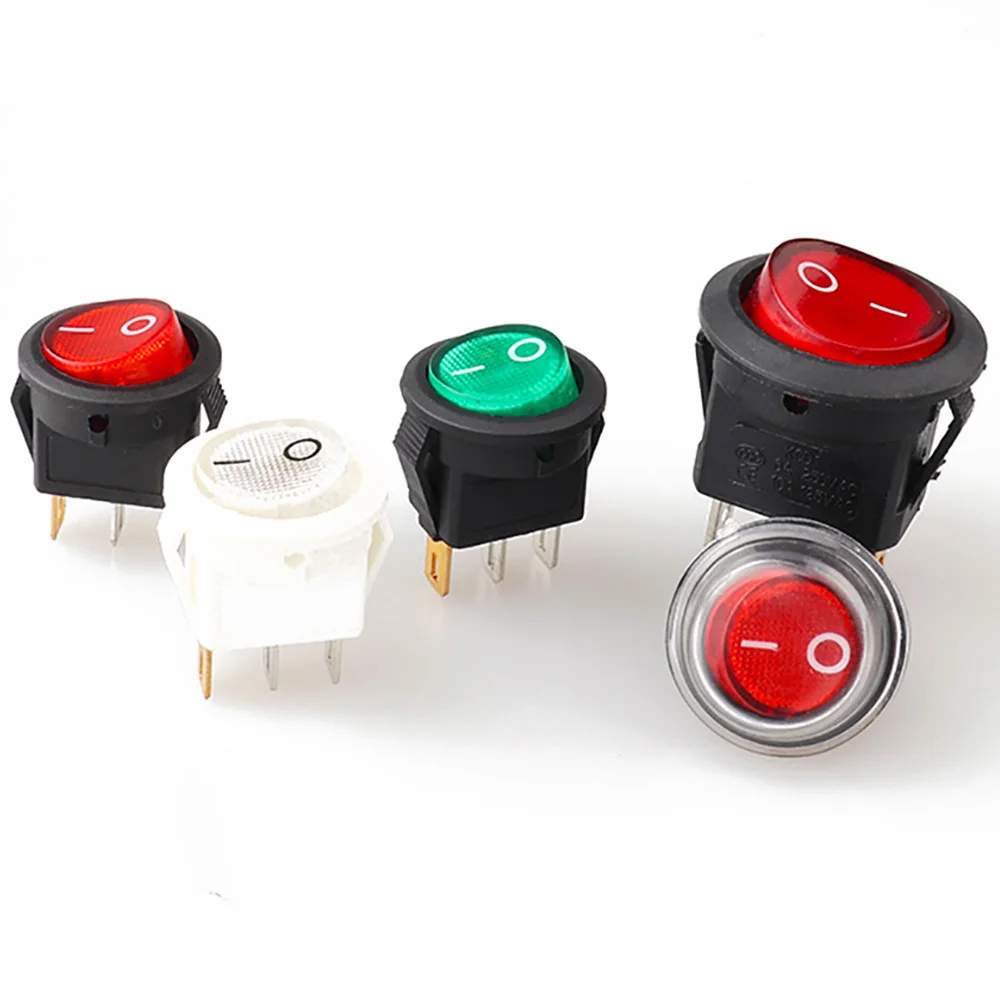 Kcd2-101dx 3pin Red Light Ac 12v Round Rocker Switch Connector ...