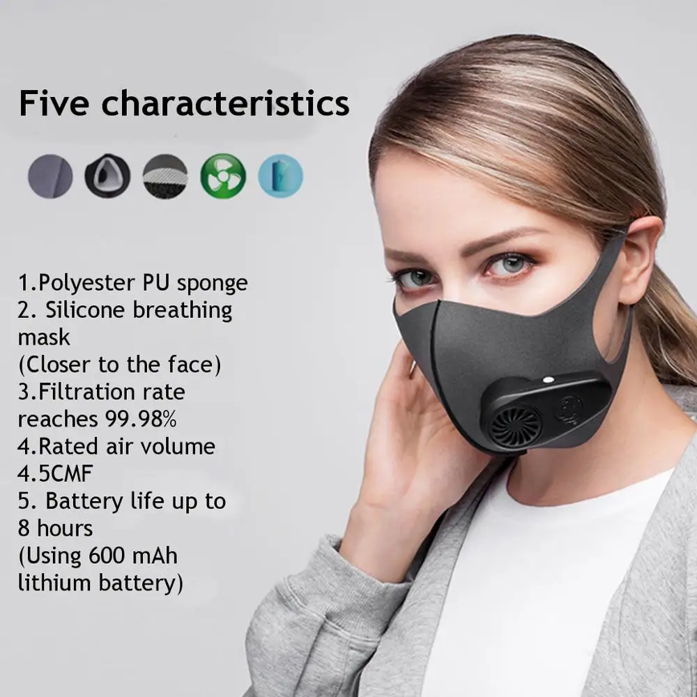Smart Electric Mask Air Purifying Pollution Breathing Valve Anti-Dust ...