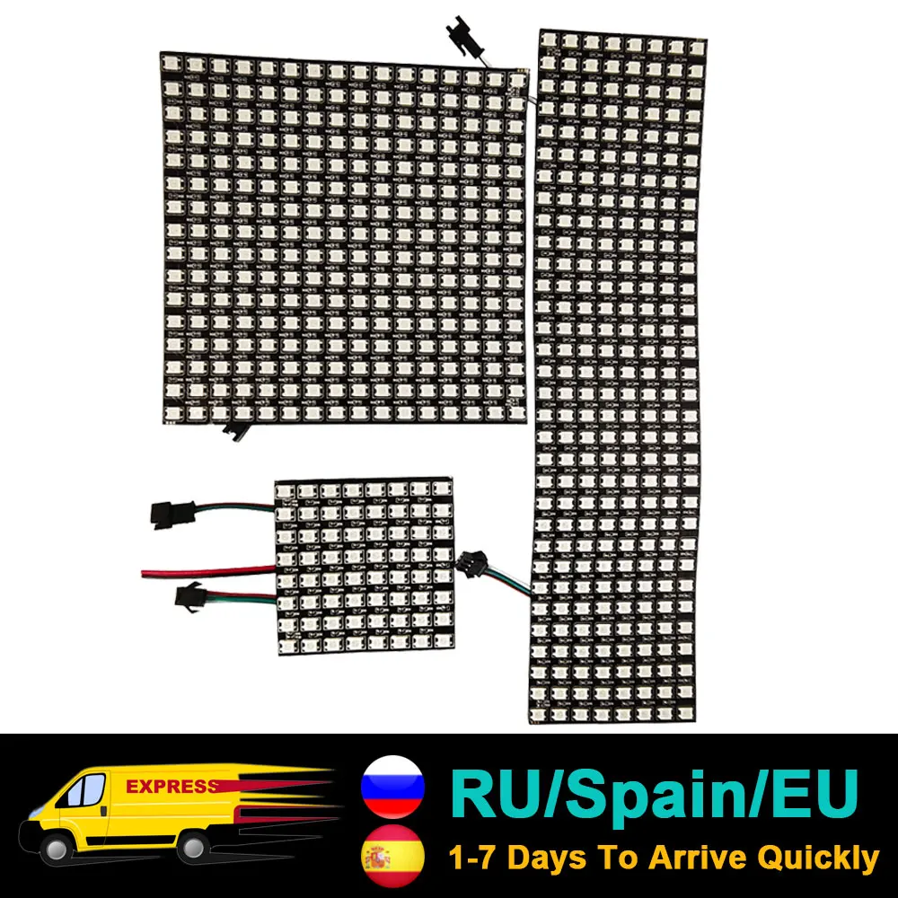 DC5V WS2812B 5050 RGB SMD Flexible 8x8 16x16 8x32 Luces Pixel Panel ...