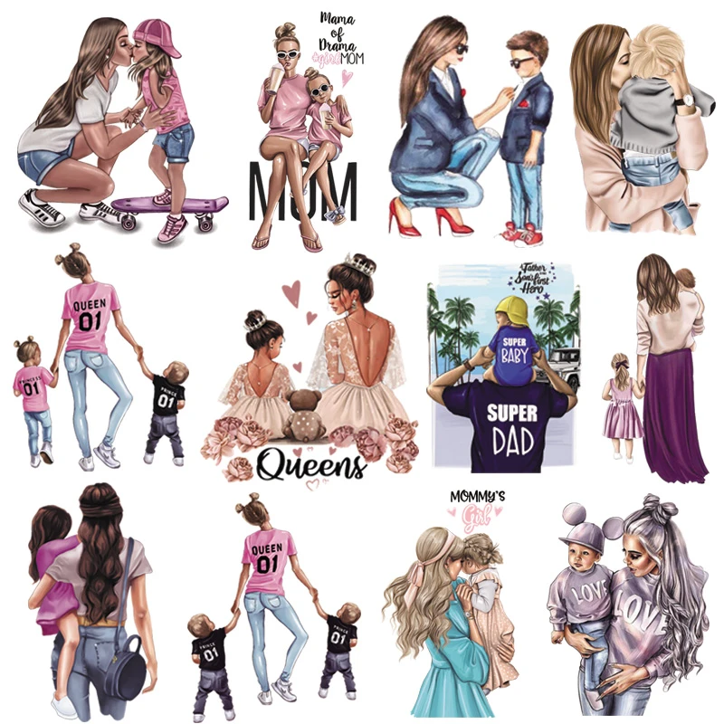 DIY Heat Transfer Patches Mom Girl Boy Printing Patches On Clothes ...