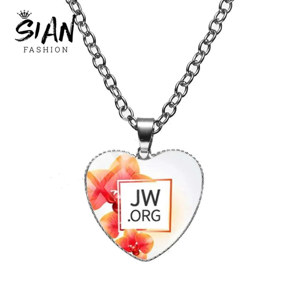 SIAN Fashion Design JW.ORG Heart Necklace Art Flower Pattern Jehovah's ...