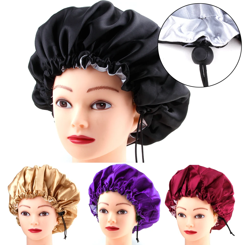 Satin-Bonnet-Hair-Caps-Double-Layer-Adjust-Sleeping-Night-Cap-Head ...