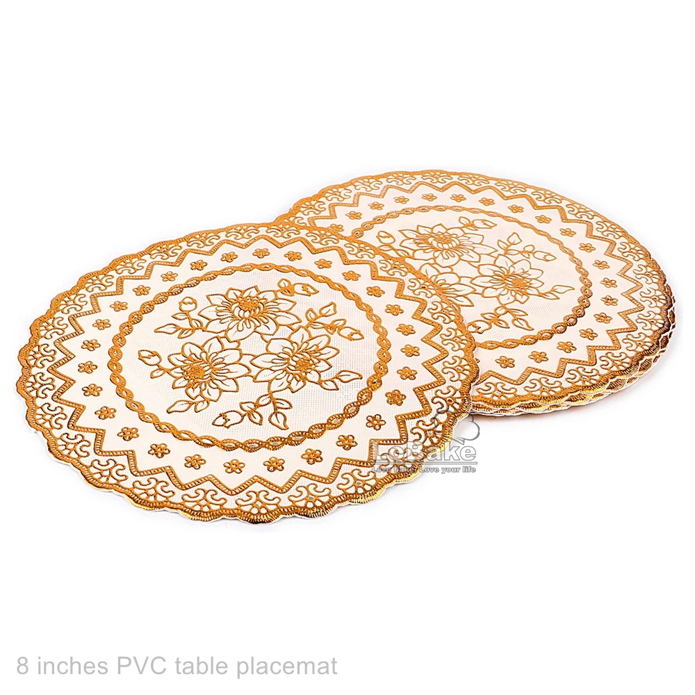 12pcs-8-inches-eco-friendly-Vinyl-PVC-plastic-round-golden-lace-scarf ...