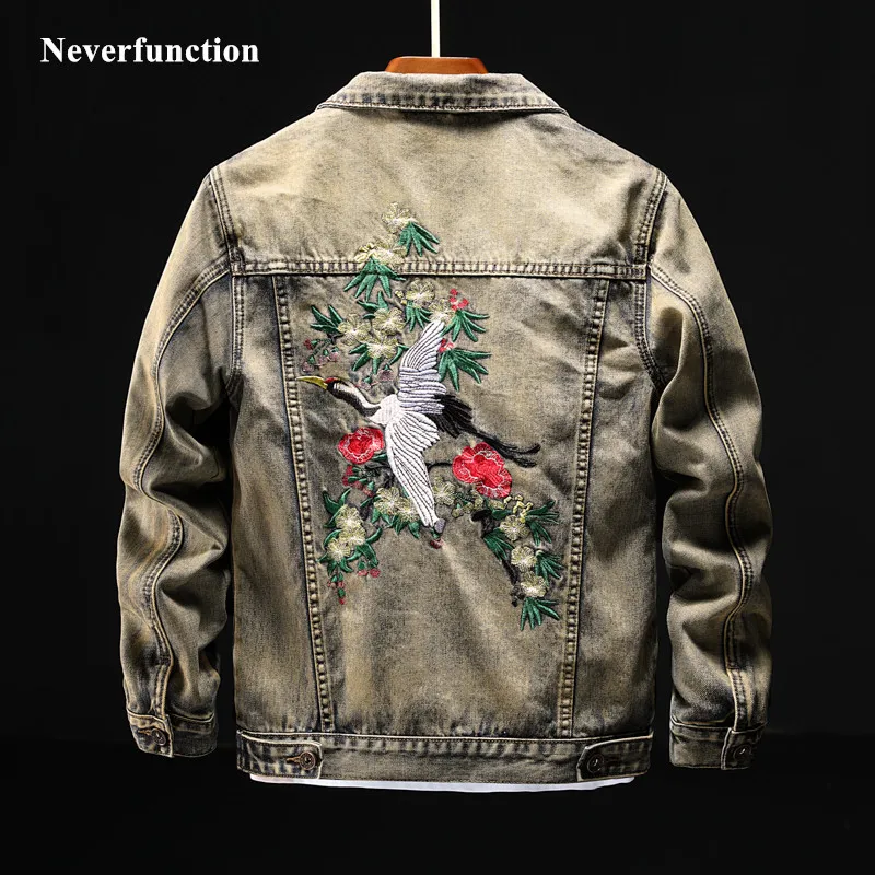 Men's Embroidered Jacket | Cotton Jeans Jacket Coat | Denim Jeans ...