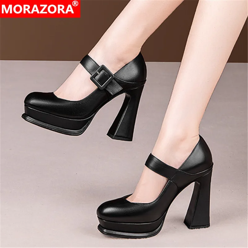 Platform Pumps Women Genuine | Black Leather Platform Pumps - 2023 New ...