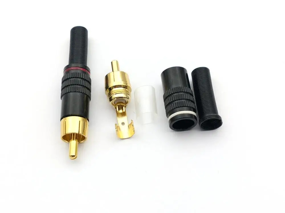 2pcs copper RCA Plug Audio Male Connector w Metal Spring connector ...