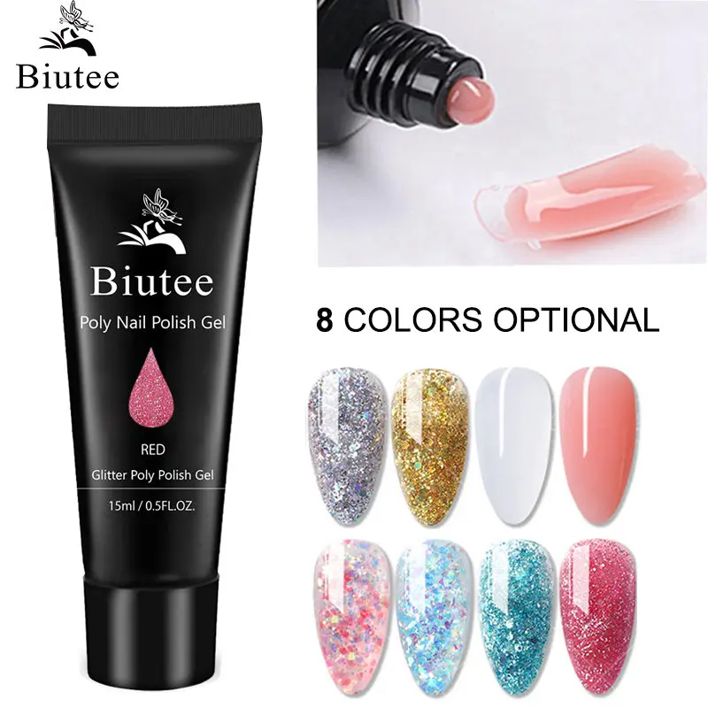 Biutee Glitter Poly Uv Nail Gel Extension 15ml Gel Polish Nail Art All ...
