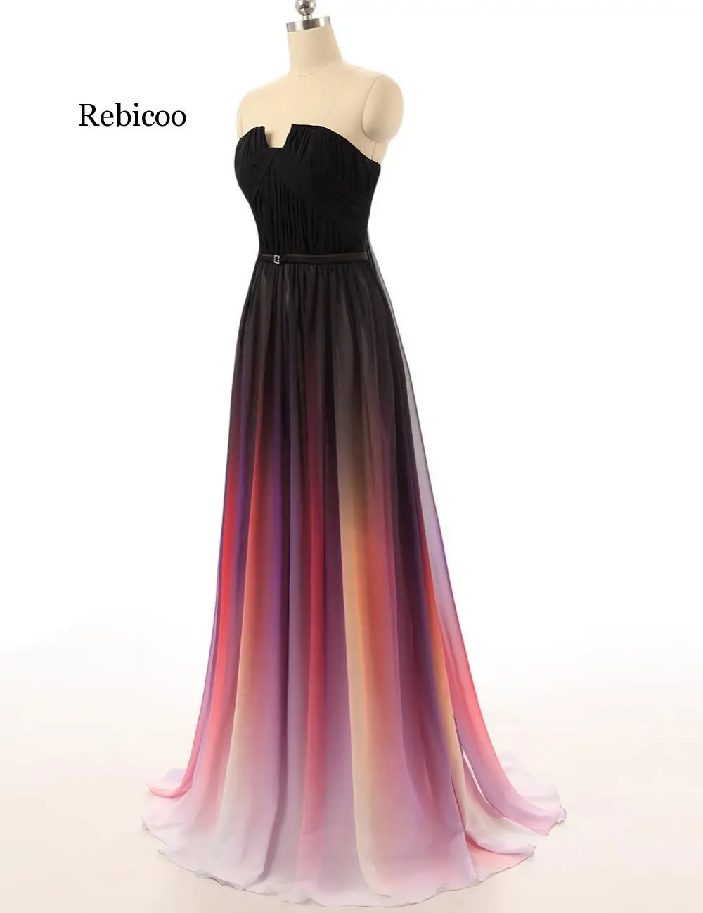 Gradient Dresses Gradient Gala Dress Sexy Strapless Long Evening Gowns ...