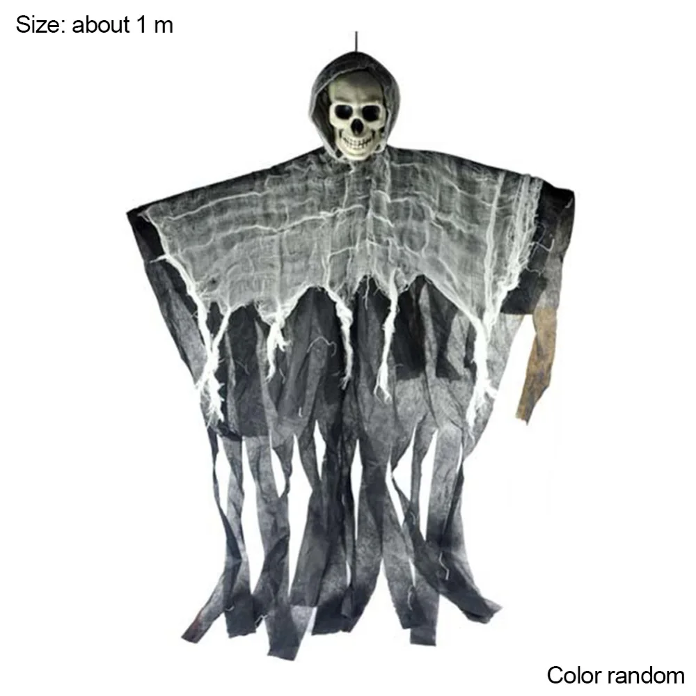100cm High Creepy Cloak Skeleton Face Halloween Hanging Death Supplies