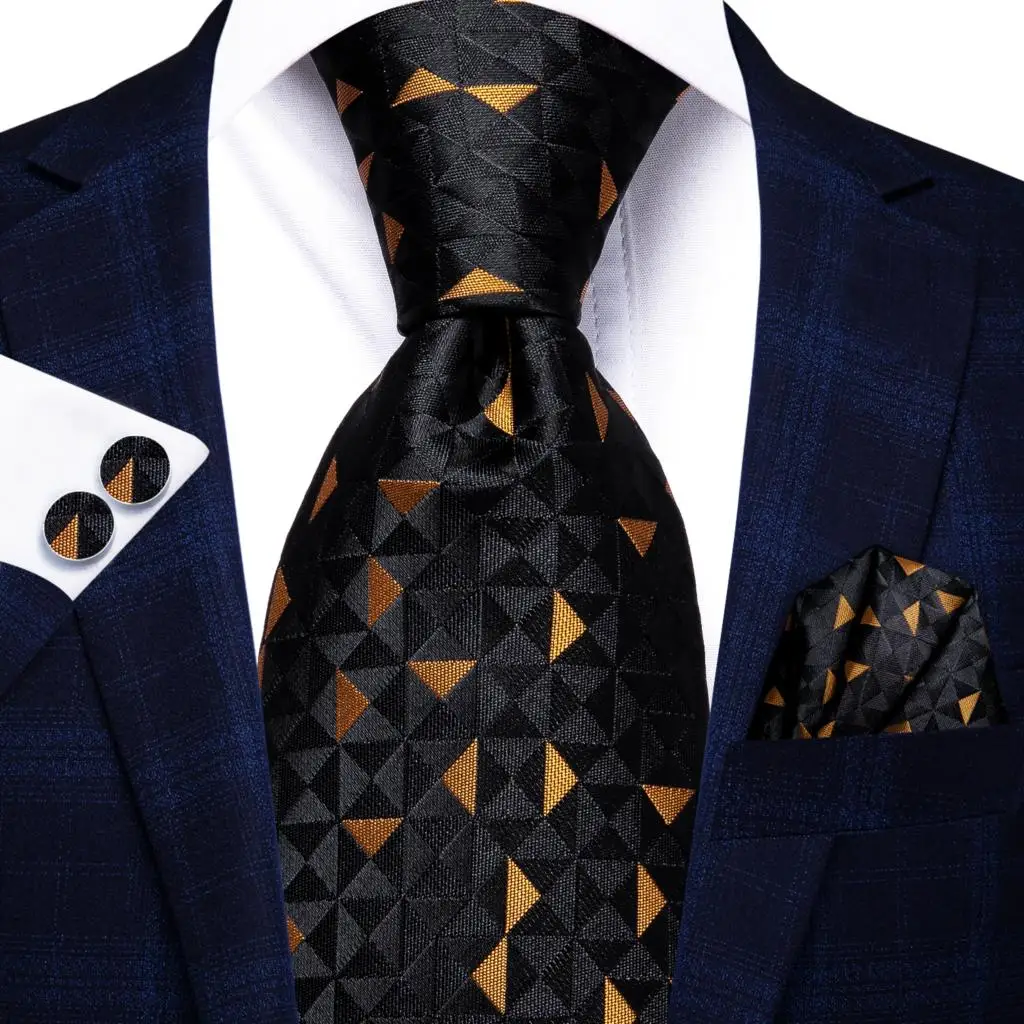 Silk Cufflink Set | Silk Wedding Tie | Silk Necktie - Black Silk ...