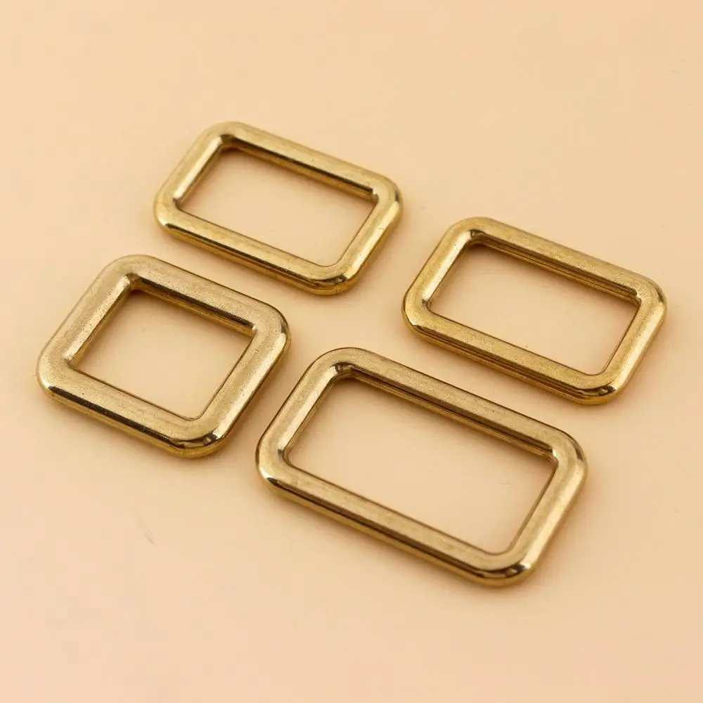 Solid brass square ring buckles cast seamless rectangle rings leather ...