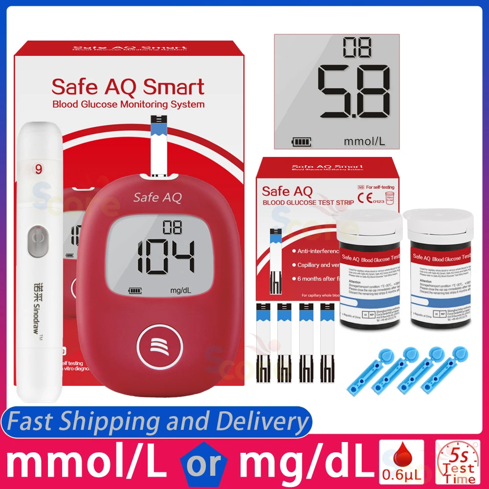 Safe Smart 5s 0.6ul Blood Glucose Meter with Test Strips and Lancets ...