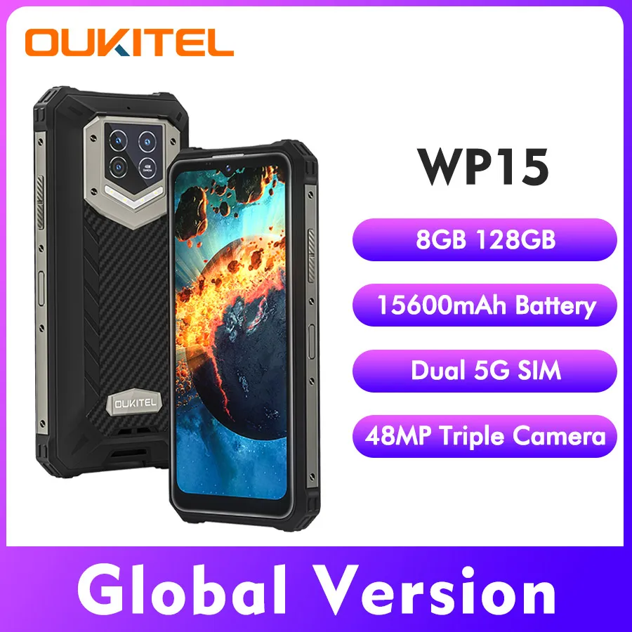 Oukitel WP15 NFC Smartphone 15600mAh 8GB+128GB 6.52"HD+ Octa Core ...