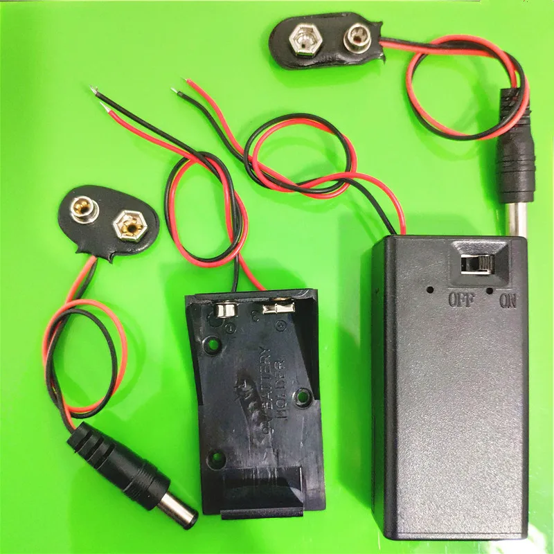 9V 6F22 배터리 버클 유형 T/I 버튼 홀더 박스 케이블 커넥터 스위치 DC Arduino Uno R3 잭 커넥터 용 원형 ...