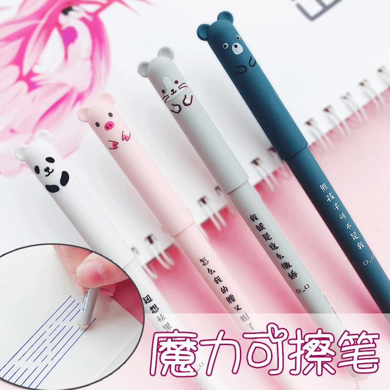 40pcs Cartoon Animals Erasable Pen 0.35mm Cute Panda Magic Pens Kawaii ...