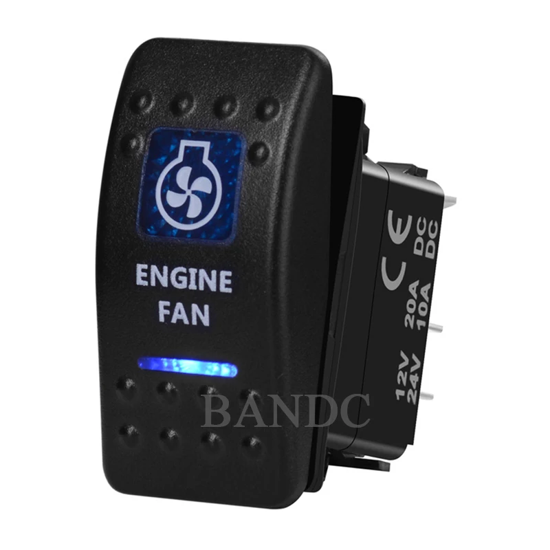Engine-Fan-Rocker-Switch-5P-SPST-On-Off-Illuminated-Blue-Led-Light-for ...
