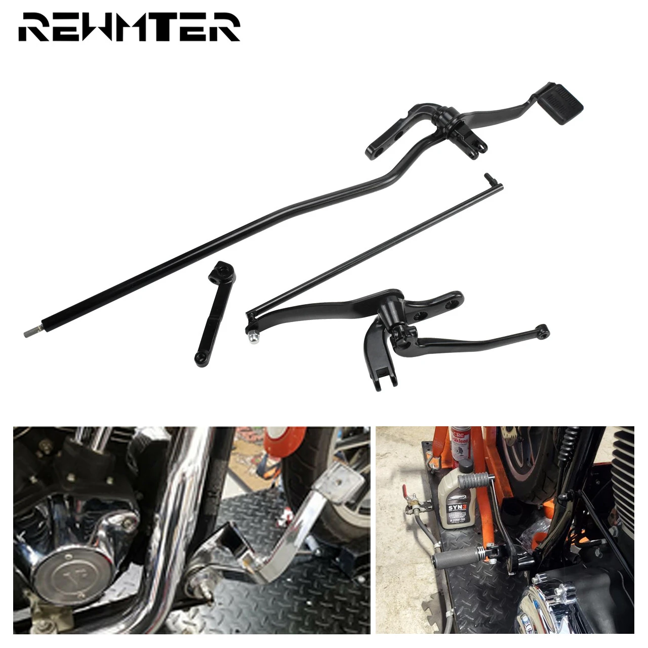 Motorcycle Black Forward Controls Linkages Complete Kit For Harley Dyna ...