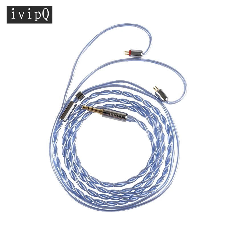 ivipQ 2 Core Single Crystal Copper Silver Plated 2.5mm/3.5mm/4.4mm Earphone Wire MMCX/2 PIN/QDC ...