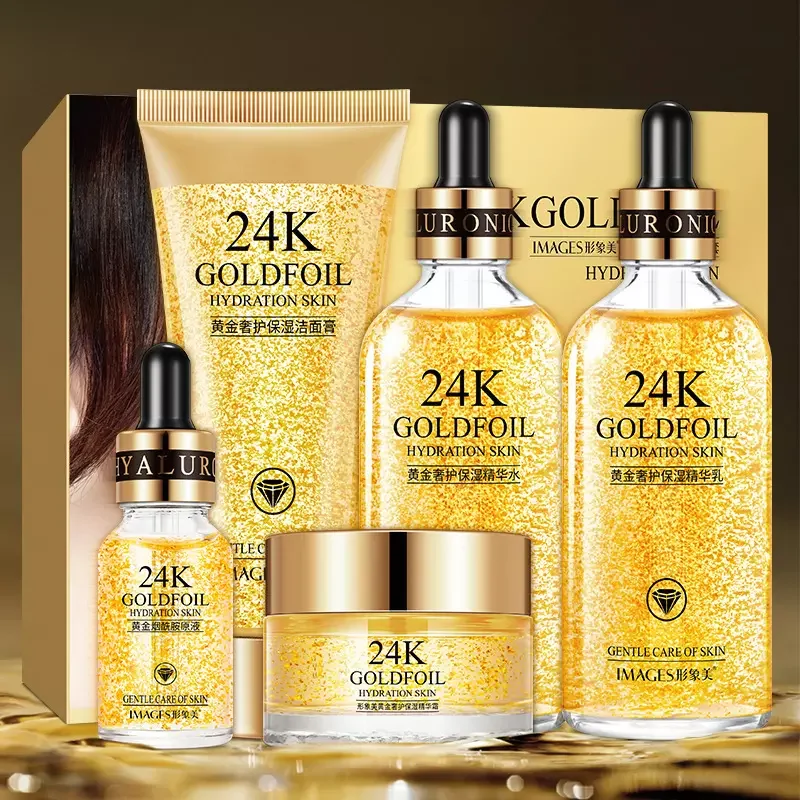 24k Skin Care Set 5 Pieces Face Toner Essence Cream Nicotinamide Anti ...