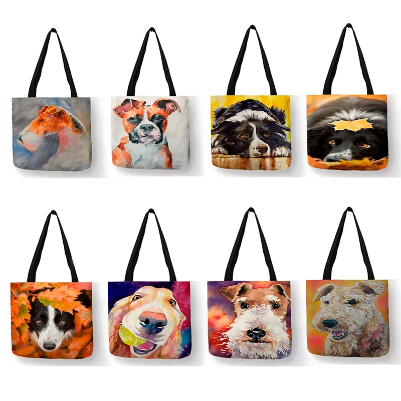 Customized-Cute-Dog-Oil-Painting-Print-Handbags-Women-Casual-Tote-Bag ...