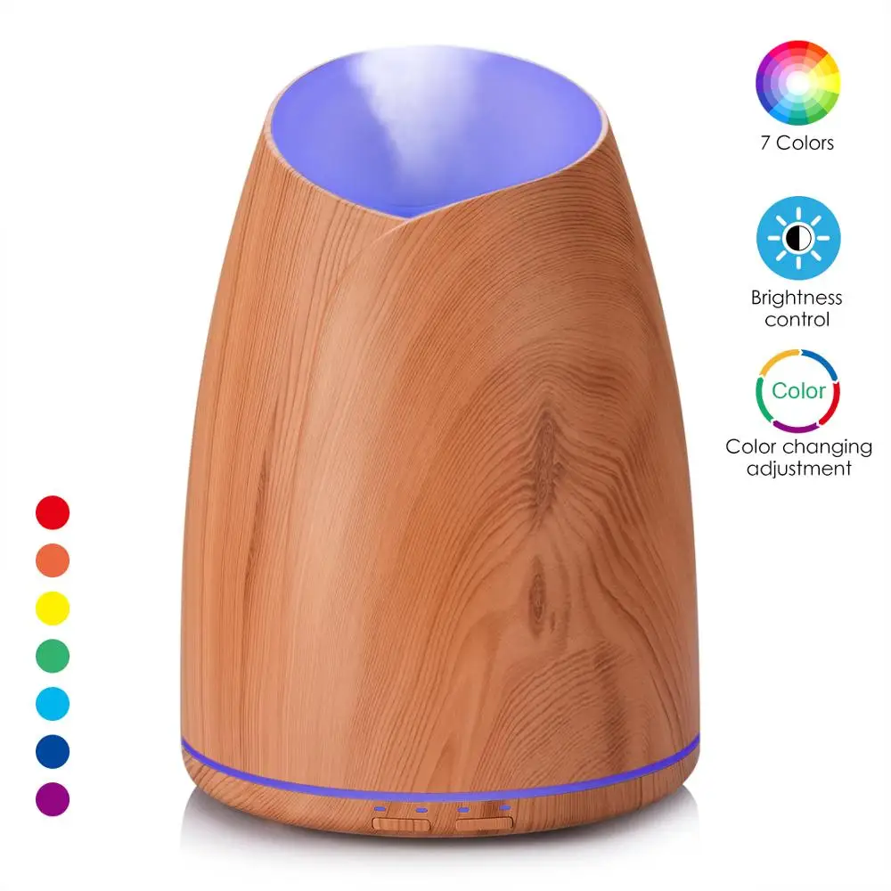 500ml Esseatial Oil Diffuser Air Humidifier Wood Grain Color Changing ...