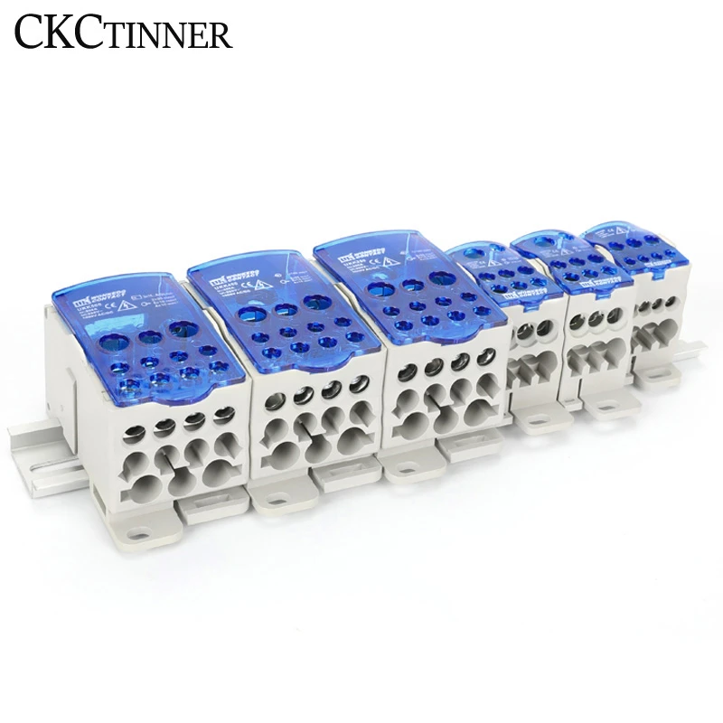 UKK80A 125A 160A 250A 400A 500A Terminal Block 1 in many Out Din Rail Distribution Box Universal ...
