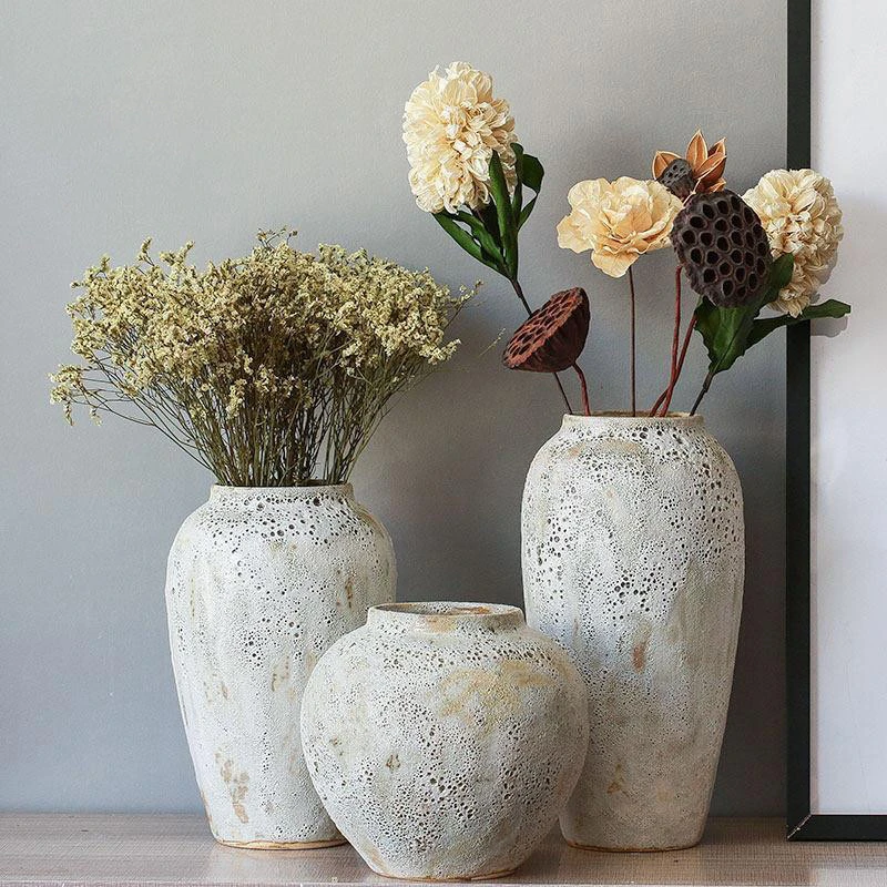 Big flower vase living room pottery art ceramic flower arrangement ...