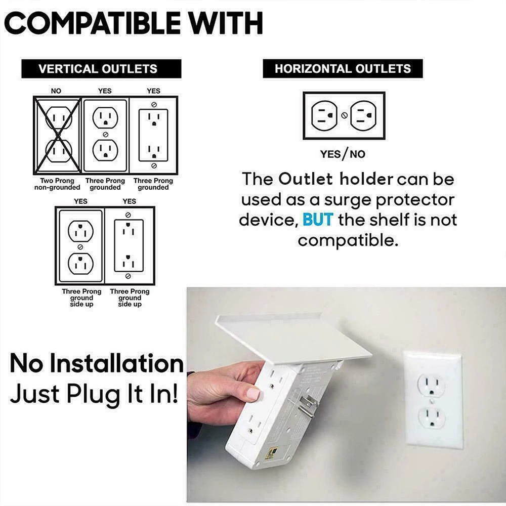 8 Port Socket Shelf Surge Protector Wall US Outlet 6 Electrical Outlet ...