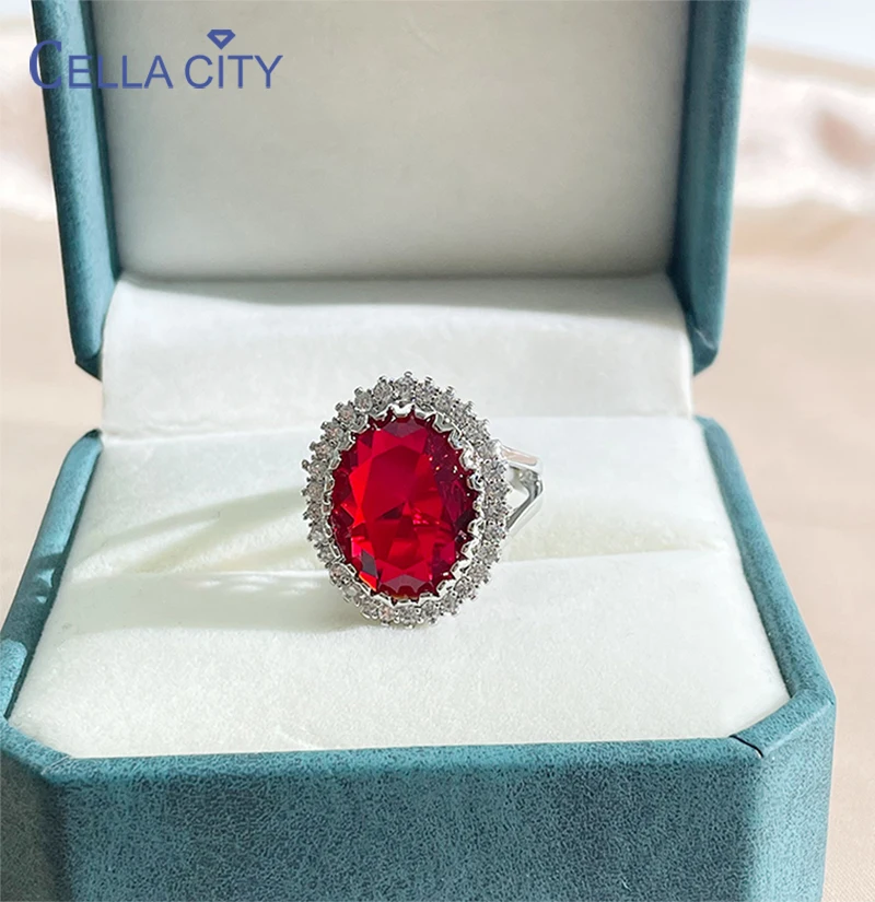 Cellacity-Ruby-Ring-For-Charm-Lady-With-Oval-Shape-Gemstones-silver-925 ...