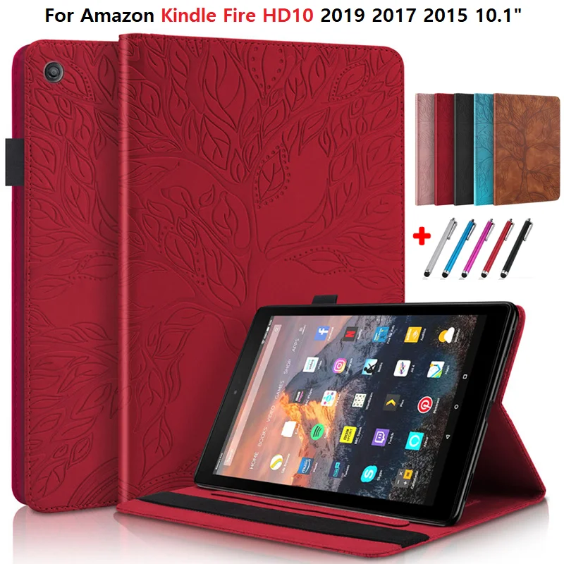For Amazon Kindle Fire Hd 10 Case 10.1 2019 2017 Leather Tablet Case ...