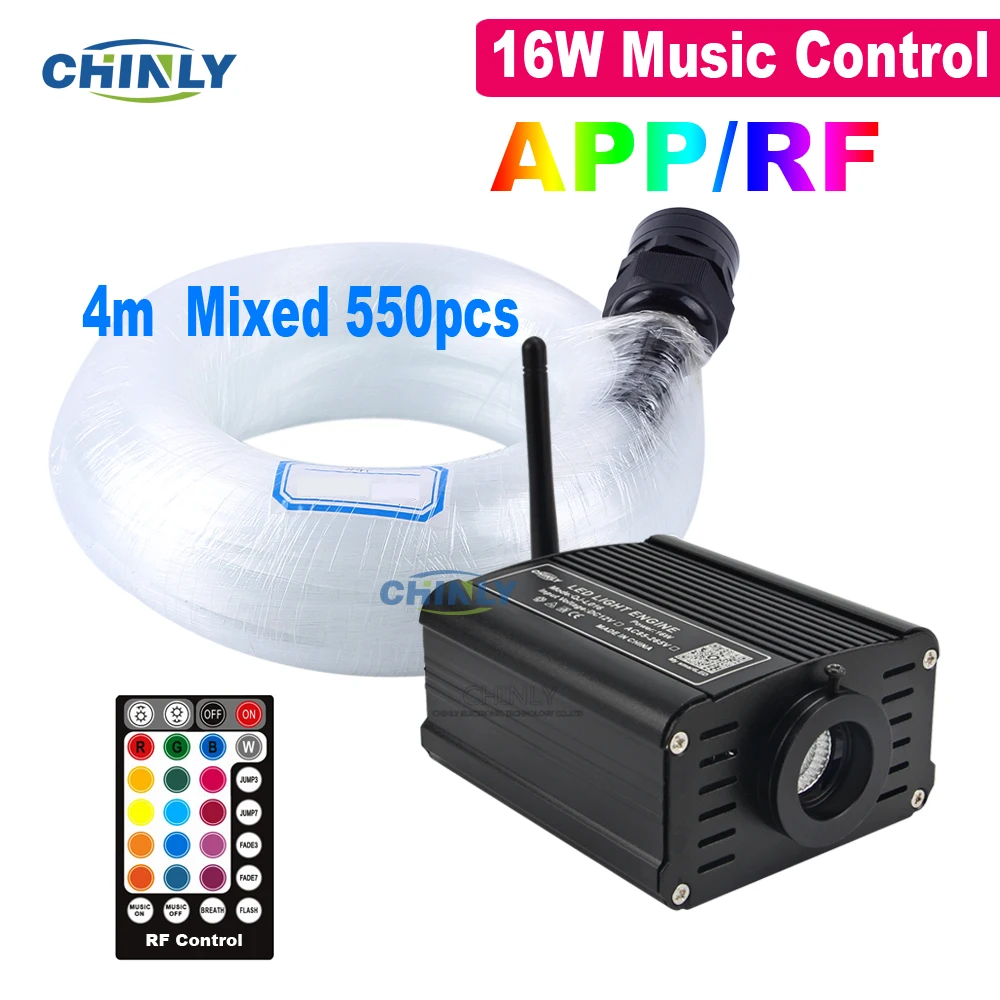 16w Fiber Optic Lights Bluetooth Control Rf Remote Control 4m Optical ...
