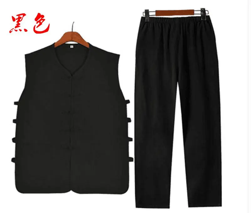9colors Summer Men Cotton&linen Tang Suit Vest Shaolin Monk Kung Fu ...