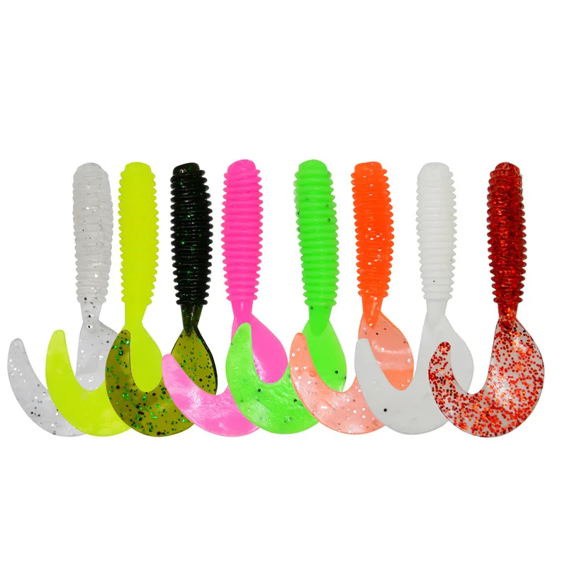 Fishing Lure Single Sickle Tail Soft Bait Grub 5cm 6cm 7cm Worm ...