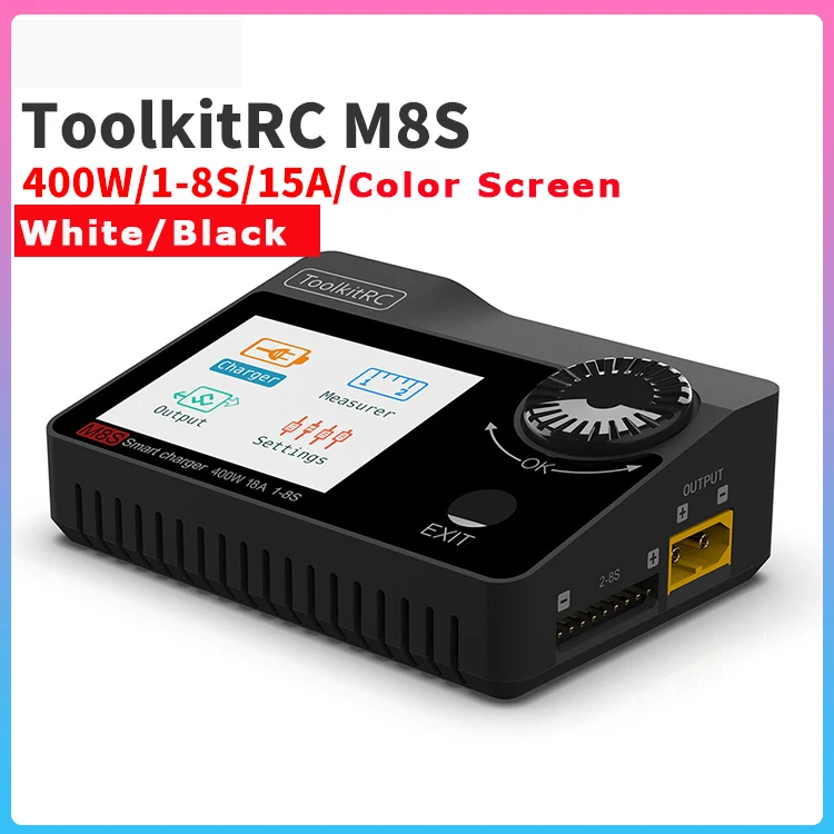 ToolkitRC M8S 400W 18A Color Screen Balance Charger Discharger For 1-8S Lipo LiHV Life Lion NiMh ...