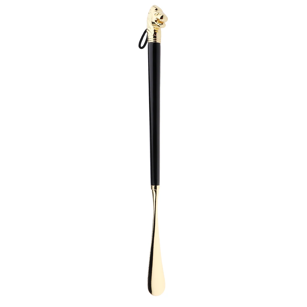 Retro-Durable-Lion-Head-Long-Metal-Shoehorn-Black-Wood-Handled-Shoe ...